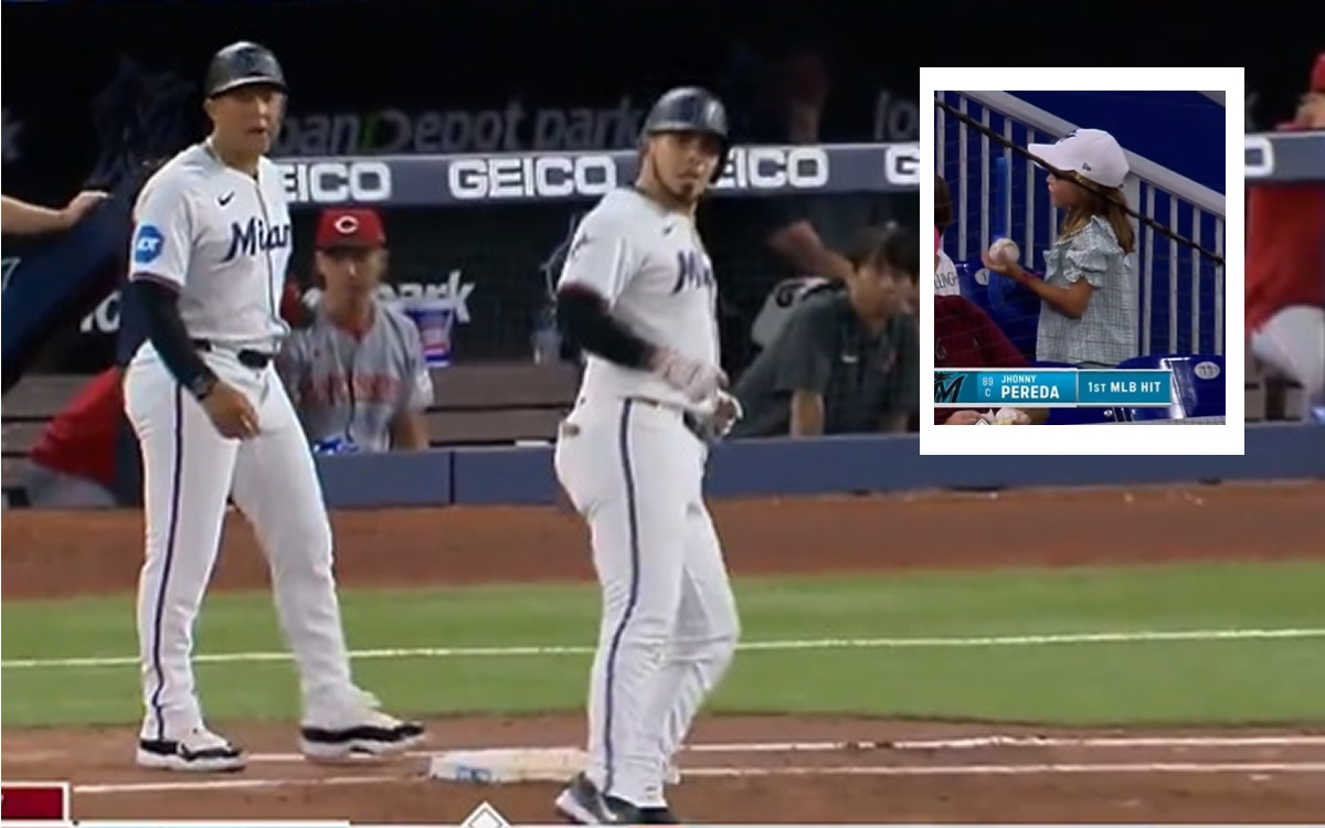 Jhonny Pereda pega su primer hit en MLB... y lanzan pelota al público ...